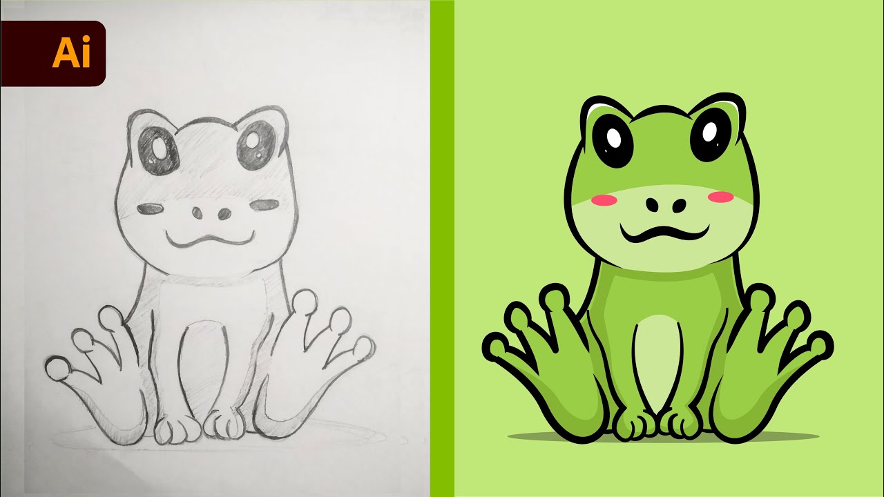 Adobe Illustrator Beginner Tutorial - Create Vector Frog from Sketch (HD)