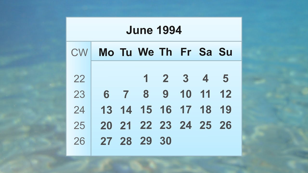 June 1994 Calendar