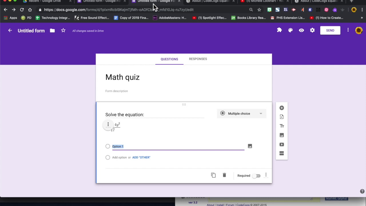 Codecogs and Google Forms