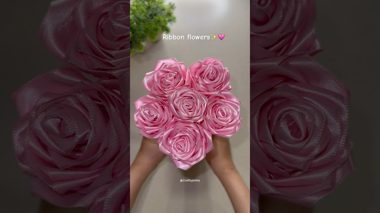 How to make ribbon flowers💗 #diyflower #ribbonflower #crafts #bouquet #artchannel #diy