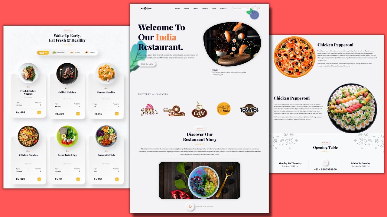 Complete Responsive Food website using HTML, CSS, Bootstrap and JavaScript