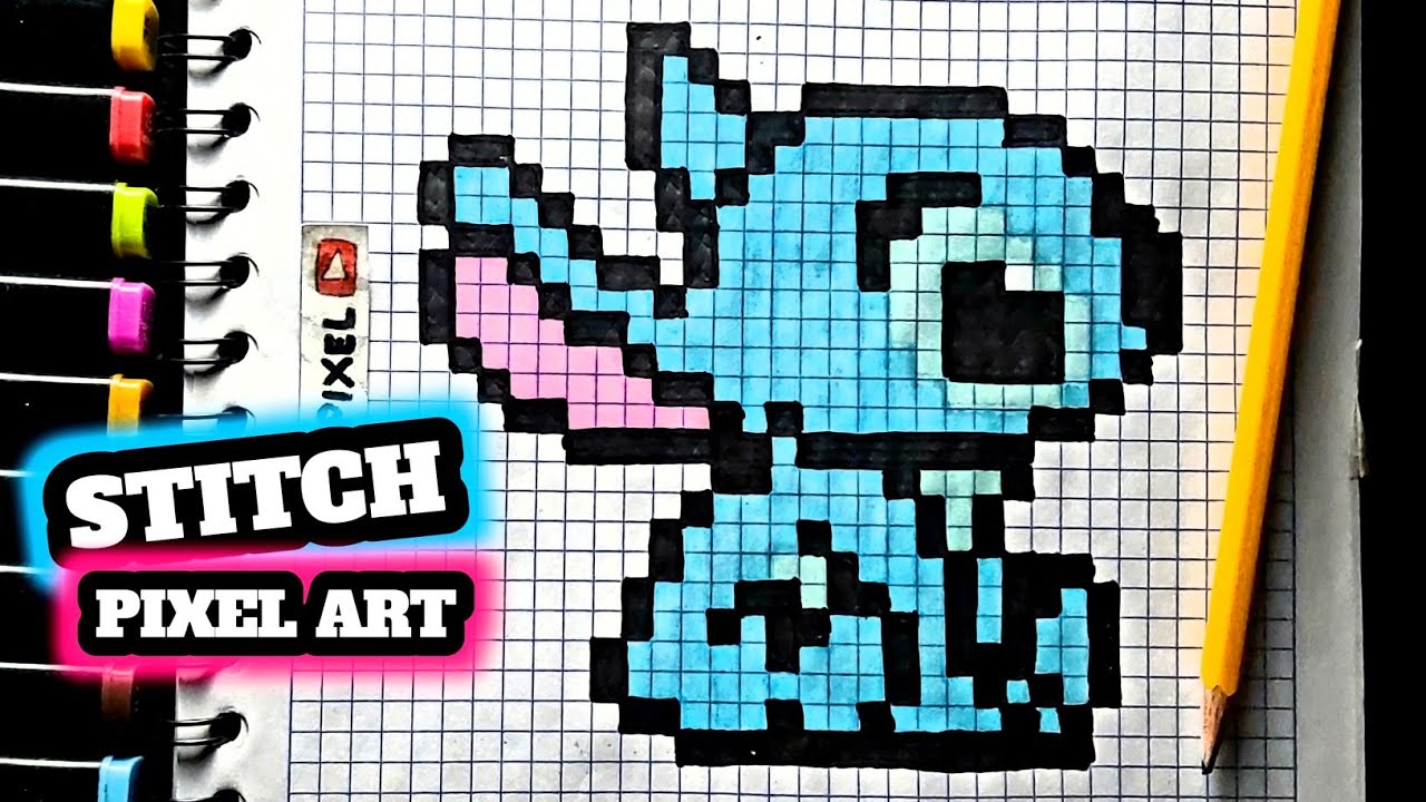 Como Dibujar A STITCH | PASO A PASO FACIL (pixel art) | how to draw stitch