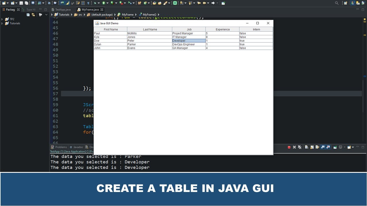 Java GUI Tutorial #44 - Creating A Table In Java GUI Using JTable Class And Methods