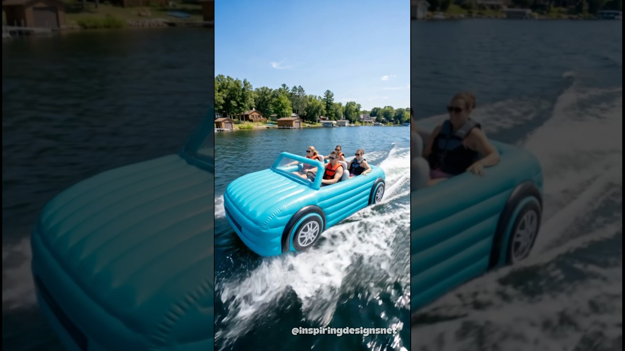 Inflatable Car Boat: A Life-Size Battery-Powered Convertible for the Lake