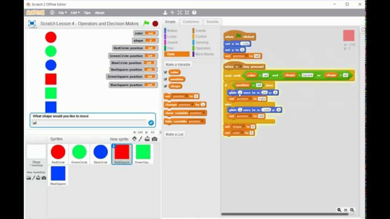 Scratch Lesson 4 Part 2 - Operators and Decision Making
