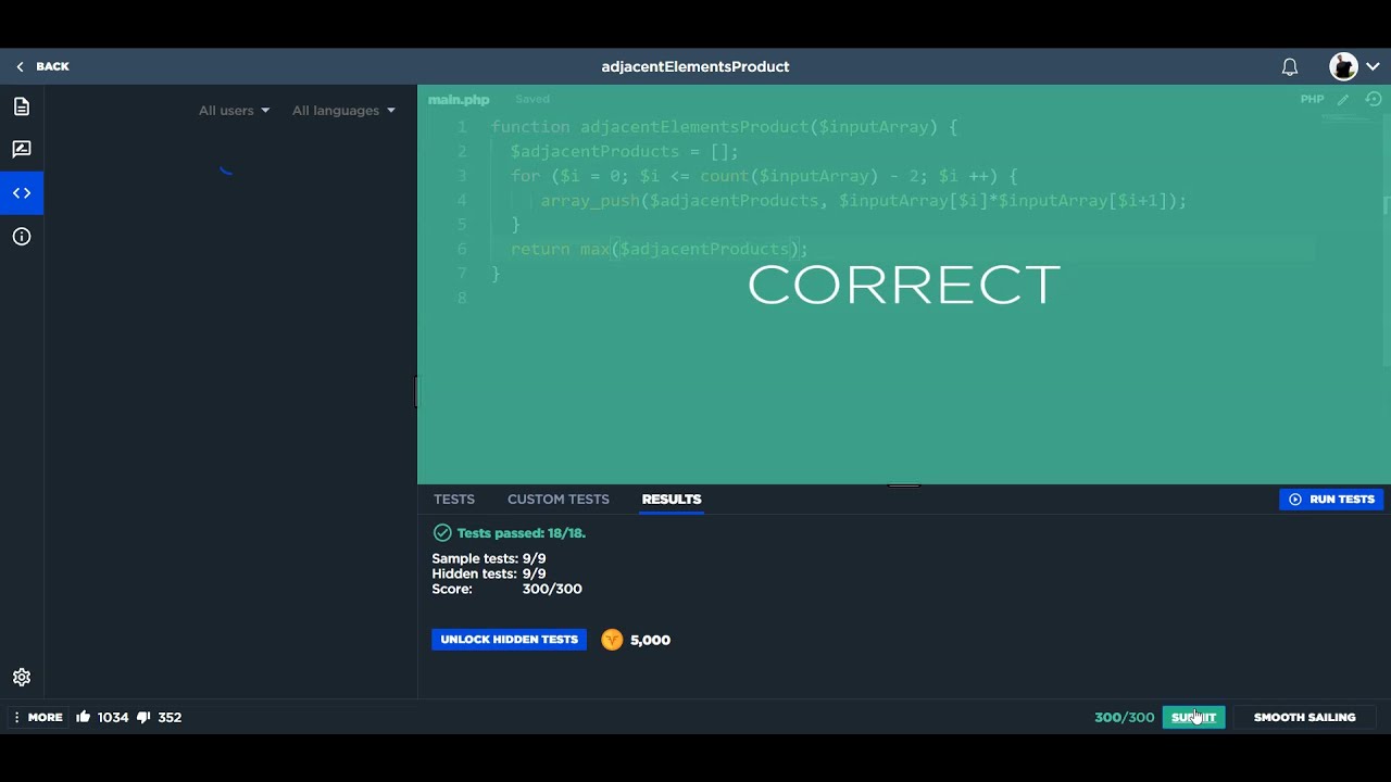 Adjacent Elements Product - PHP - Code Signal