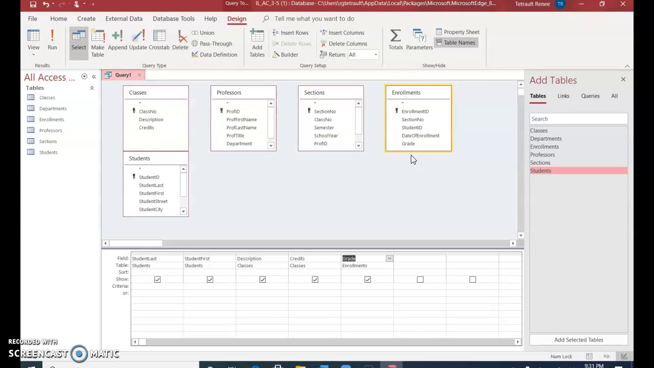 Access Module 3 Visual Workshop