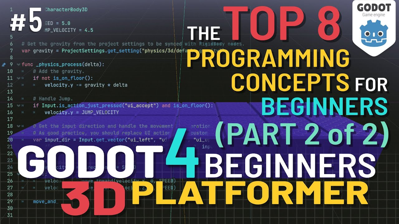 Godot 4 3D Platformer Lesson #5: Coding 101 (Part 2)