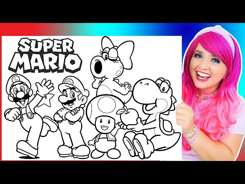 Coloring Super Mario Characters Coloring Pages | Mario, Luigi, Toad, Yoshi & Birdo Coloring Videos
