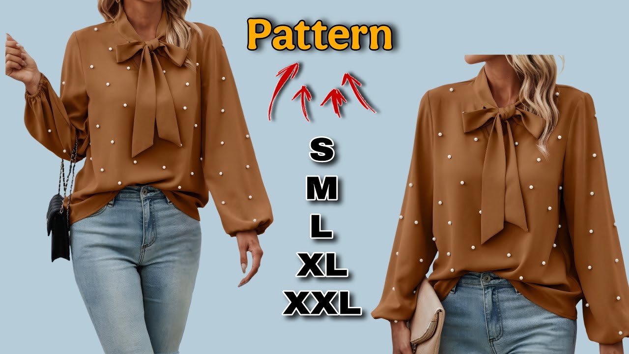 Sew This Stylish Bow Tie Neck Blouse | Easy DIY Pattern for Elegant Looks 👗