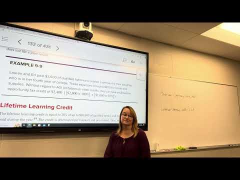 Income Tax Accounting, Fall 2024, chapter 9, tax credits, LO9-3, education credits