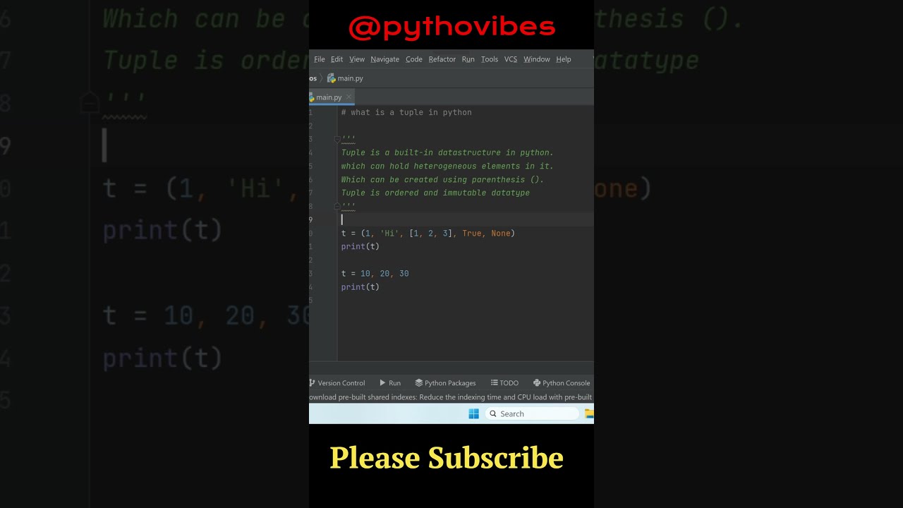Tuples in #python #pythonvibes #pythonvibes_ @pythonvibes_ #shorts #viral #trending #pythonic