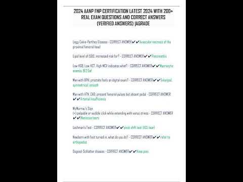2025 AANP FNP CERTIFICATION LATEST 2025 WITH 200+ REAL EXAM QUESTIONS AND CORRECT ANSWERS VERIFIED A