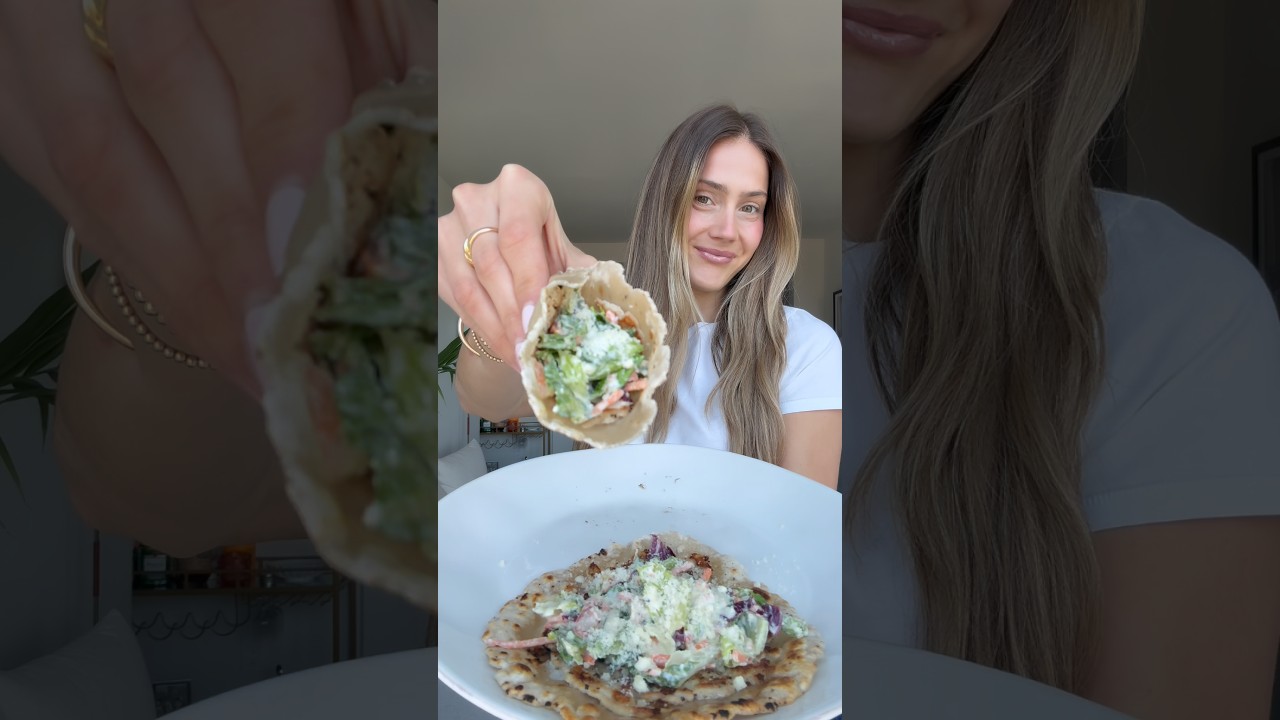 HIGH PROTEIN CHICKEN CAESAR SMASH TACOS 🌮🥗 #easyrecipe #healthy #highprotein