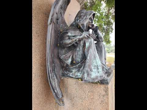 The Angel of Death headstone protecting a grave in Greenwood Cemetery, San Diego