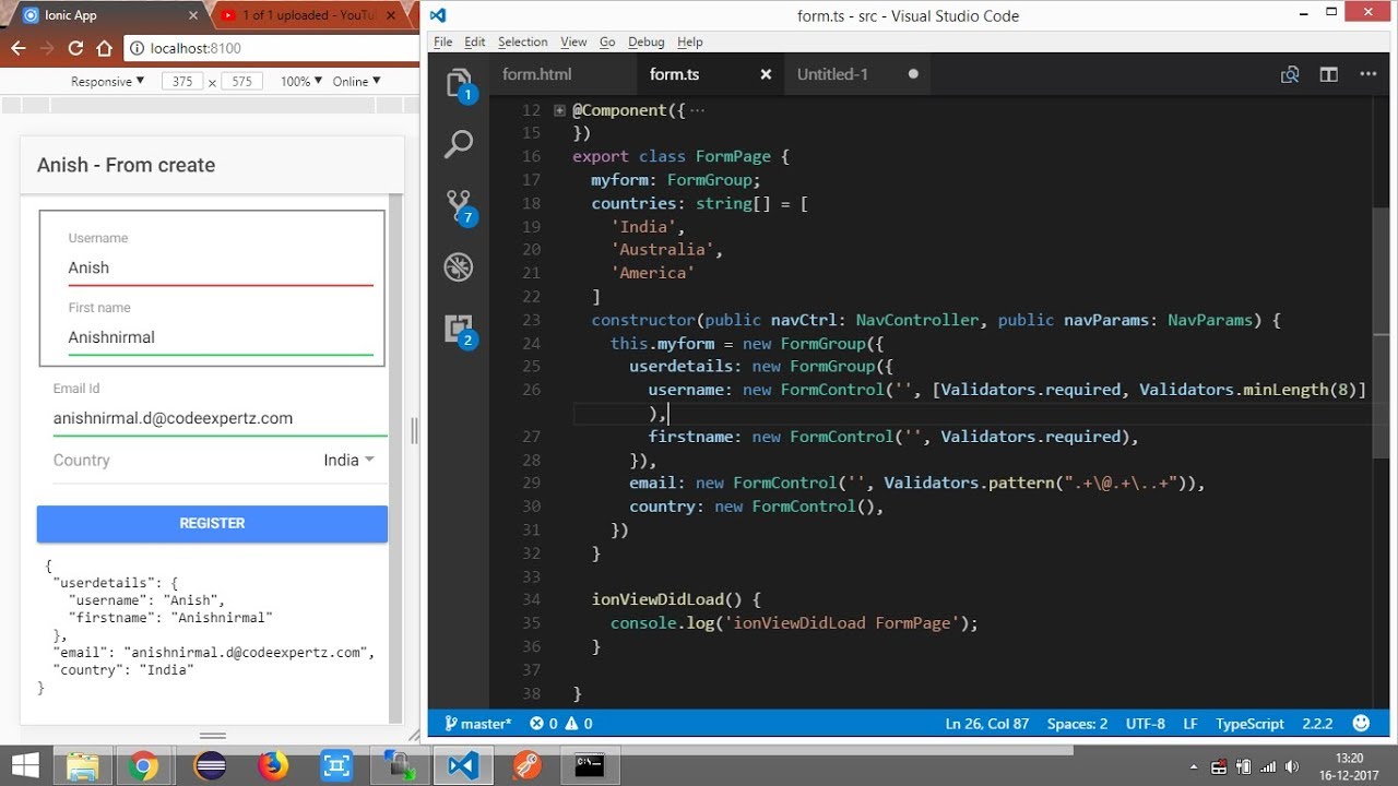 Applying Validations to Ionic forms
