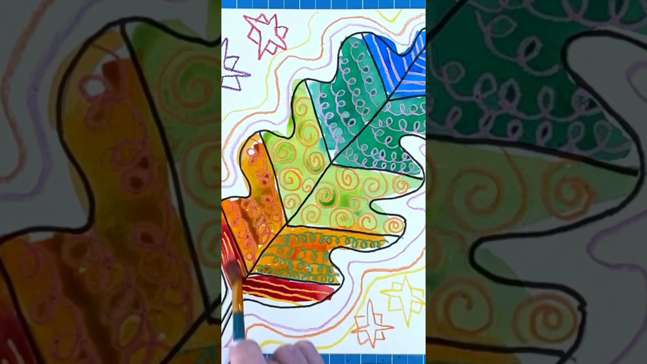 Make a Leaf Crayon Resist Watercolor Painting #artprojectsforkids