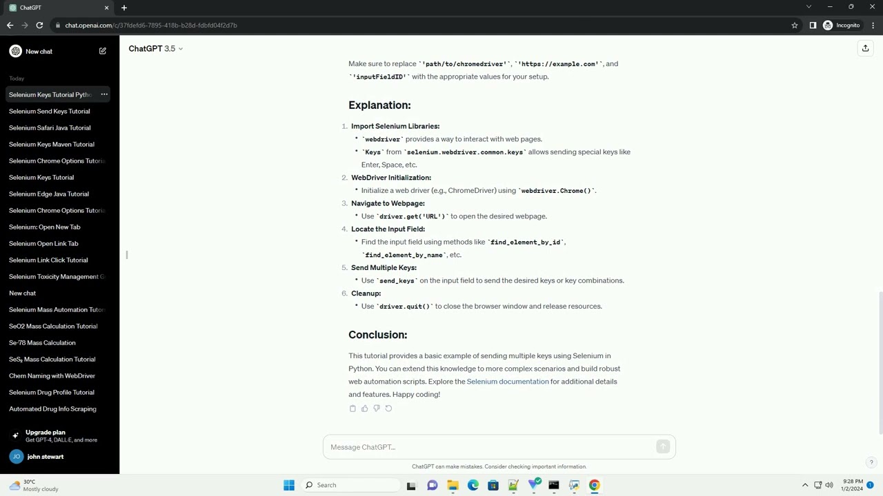 selenium send multiple keys python