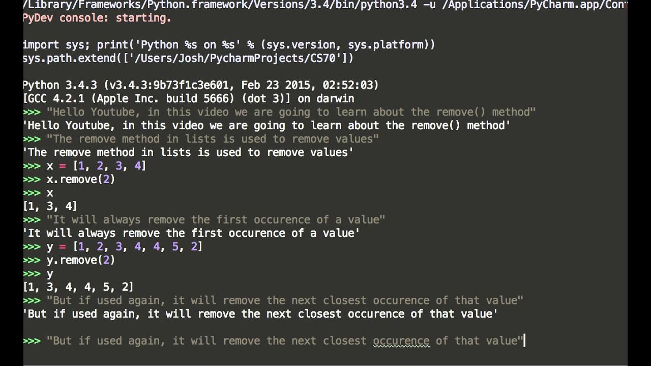 The remove() method in Python lists