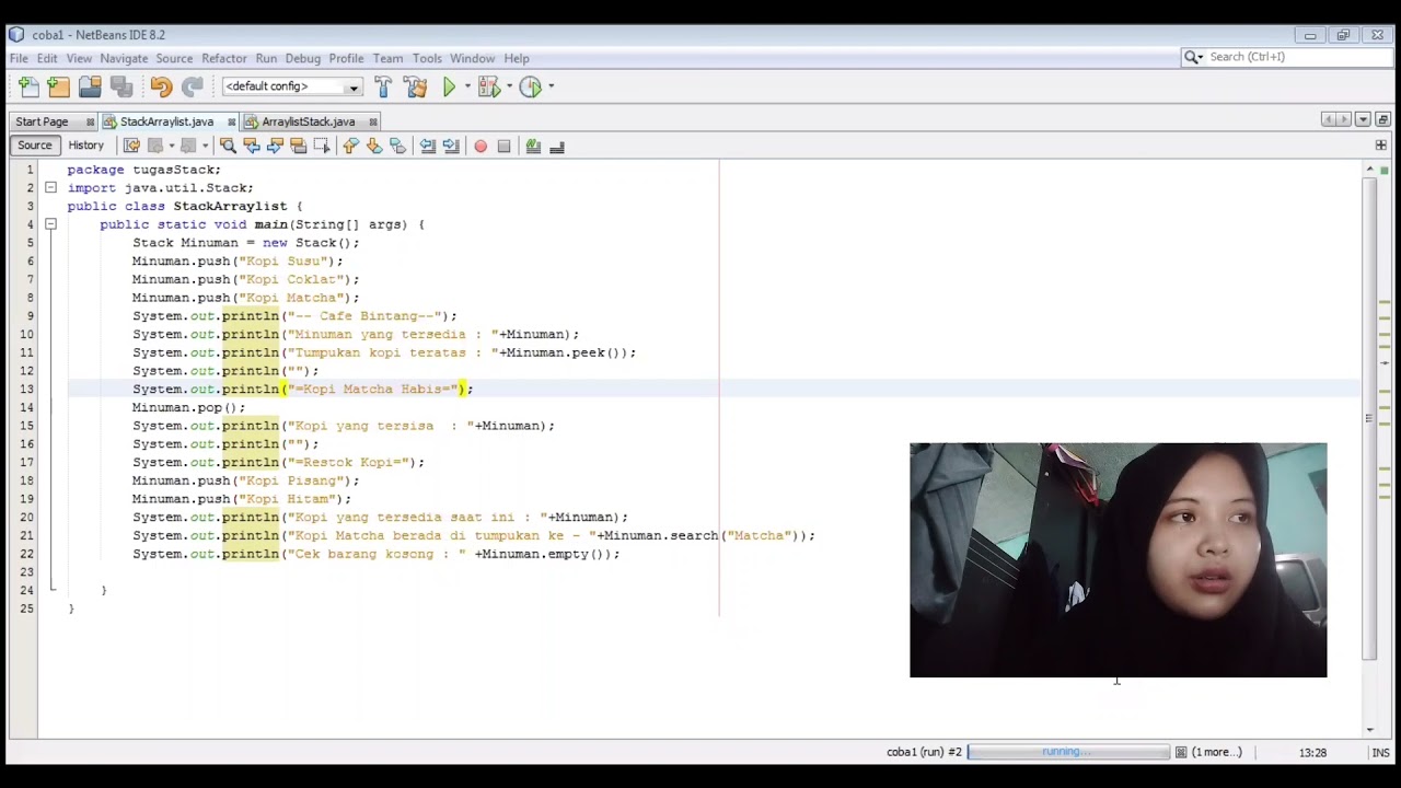 PENGGUNAAN STACK DENGAN ARRAYLIST PADA JAVA