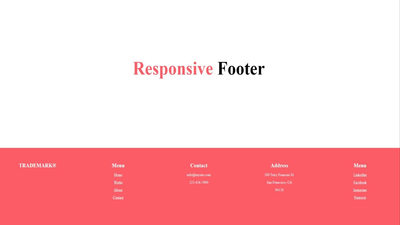 RESPONSIVE FOOTER WITH HTML AND CSS GRIDS