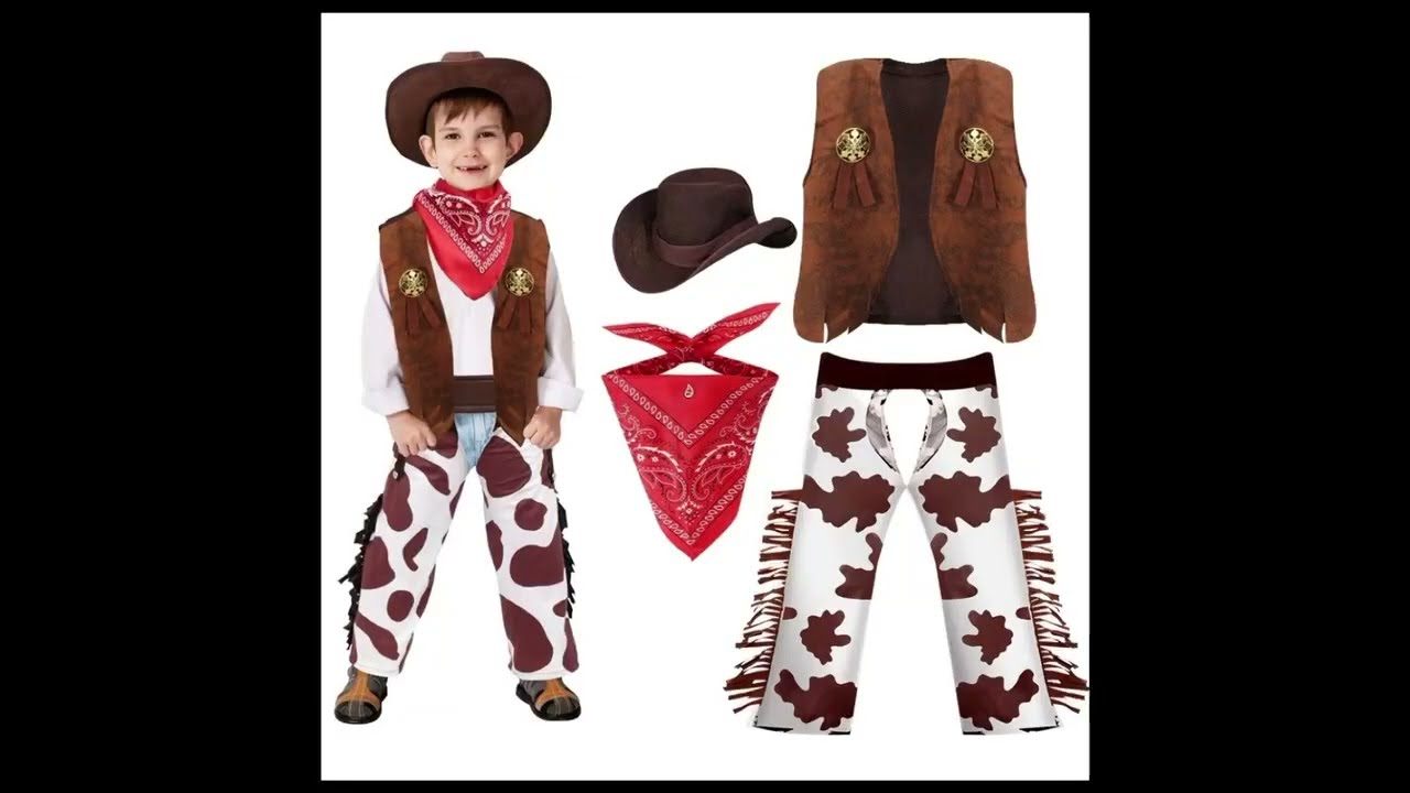 4 Piezas Conjuntos Traje Vaquero Ropa Cosplay Para Niños