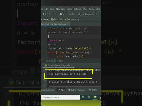 one-line code : Calculate the Factorial of the number | Python #pythonlearning #coding