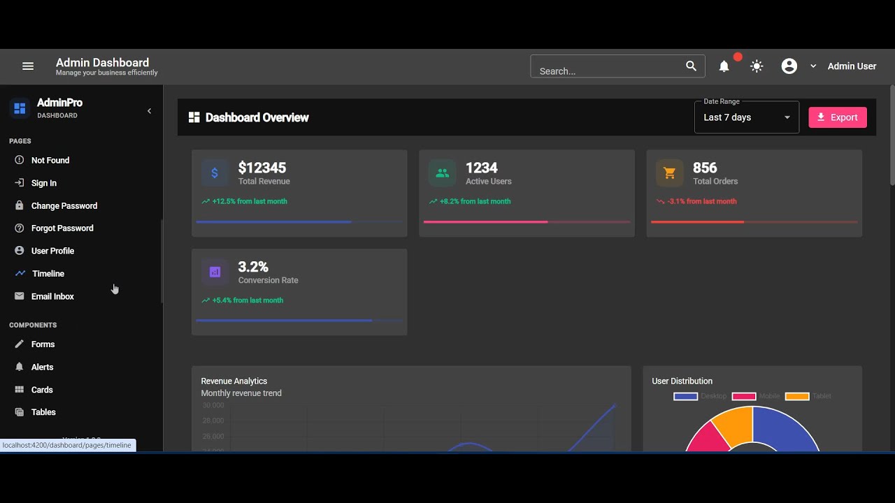 Modern Admin Dashboard 2025 | Angular 20 + Material Design 3 + PWA | Full Demo