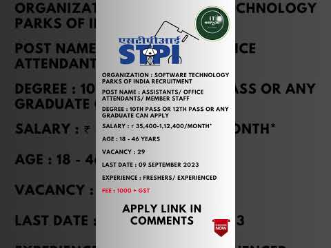 SOFTWARE TECHNOLOGY PARKS OF INDIA STPI RECRUITMENT 2023 #stpi #stpicturesartentertainment #govtjob
