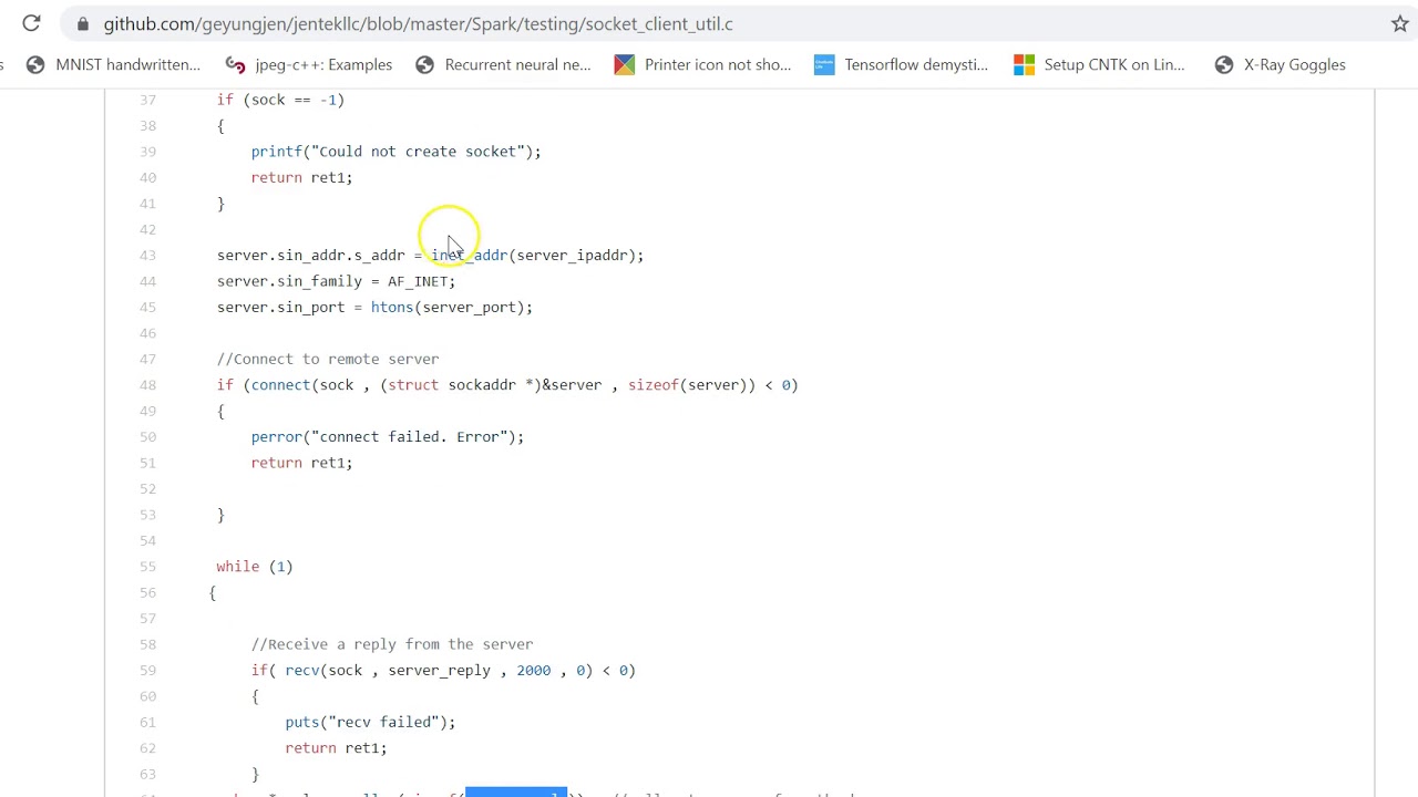 Network Socket Client Test C Programming Code Description