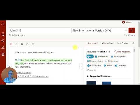 Jody from Bible Gateway demonstrates Bible Gateway Plus with John 3:16