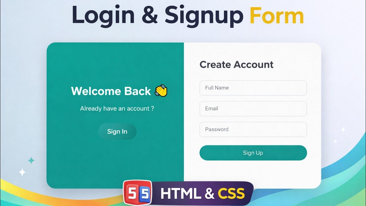 Login & Signup Form Using HTML CSS | Responsive Login Page Design