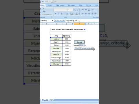 Count of words that start with a specific letter in excel #shorts