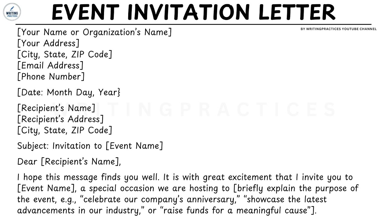 [LETTER TEMPLATE] How To Write An Event Invitation Letter Step by Step Guide | Writing Practices