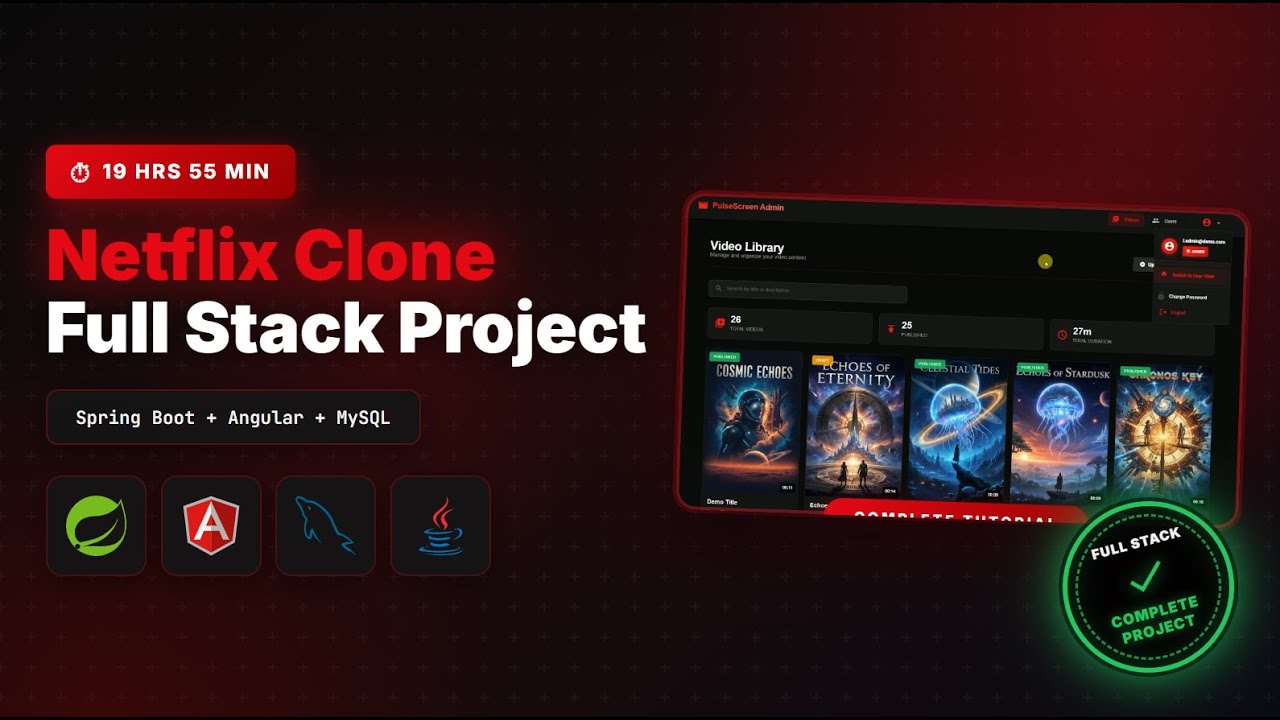 Netflix Clone Full Stack Project | Spring Boot (Java), Angular & MySQL | Step-by-Step Tutorial