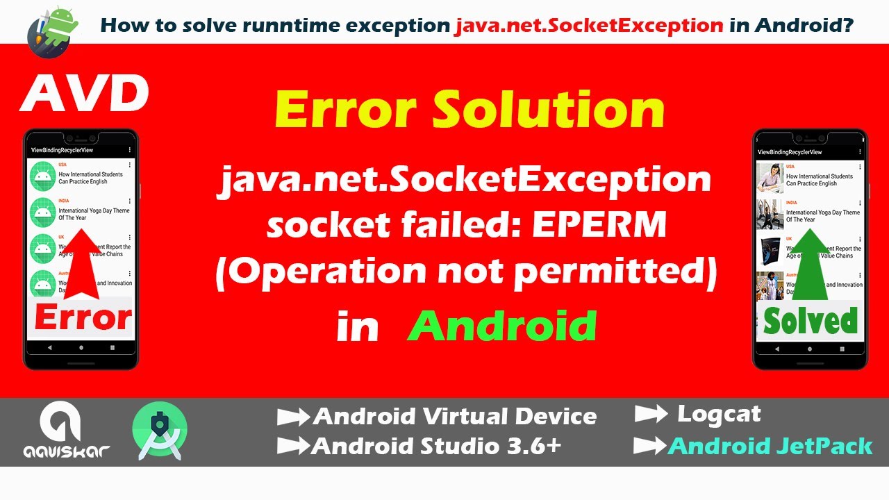 Solution of Error java.net.SocketException: socket failed: EPERM (Operation not permitted) Android