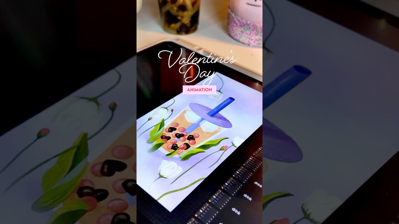 Animate a lover bubble tea for #valentinesday with me 💗🧋🫶🏼 #bobatea #bubbletea #bubbletealover