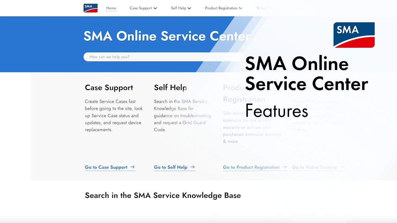 SMA Online Service Center - Features