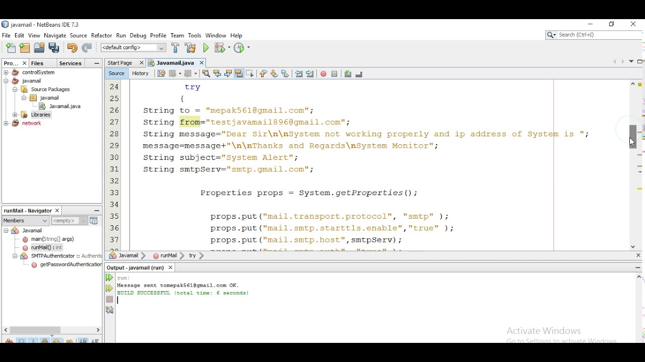 Send email using java program (Applied java video series part-1)