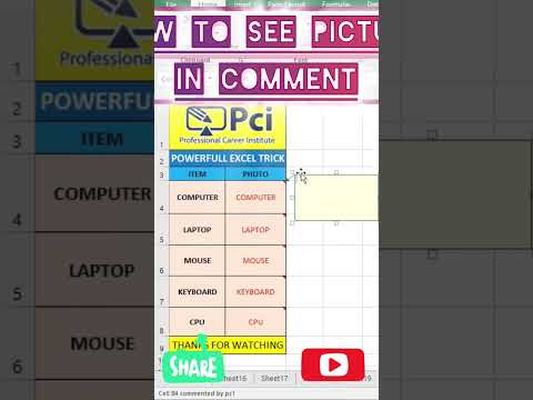 How to see picture of clipart in comment in MS Excel Shortcuts #shorts #excel #ytshorts
