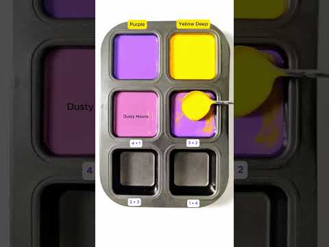 Color mixing challenge : Purple + Yellow Deep #asmr #mix #colors #satisfying #mixing #colormixing