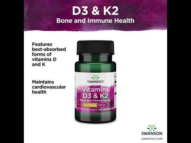 Swanson Premium Extra Strength D3 & K2 - 5,000 IU & 100 mcg 60 Vegan ...