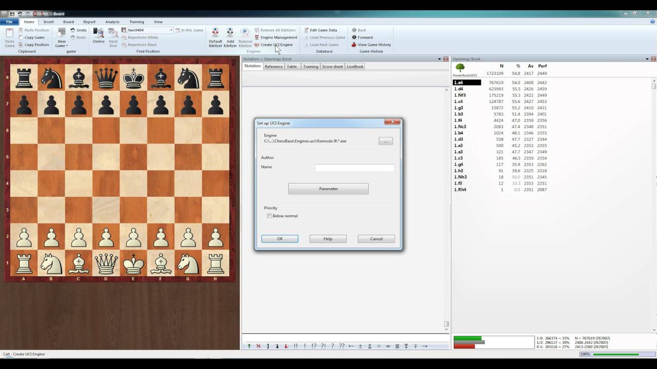 create below normal priority UCI engine