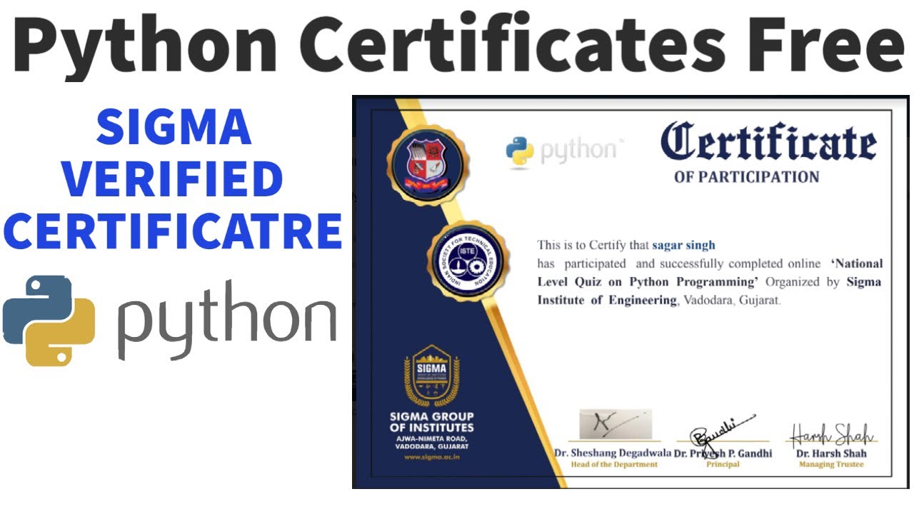 Python Programming Free Certificate | Python Courses With Certificate | python free certificate