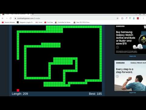 Playing Snake 4 on Cool Math Games (200+ score)