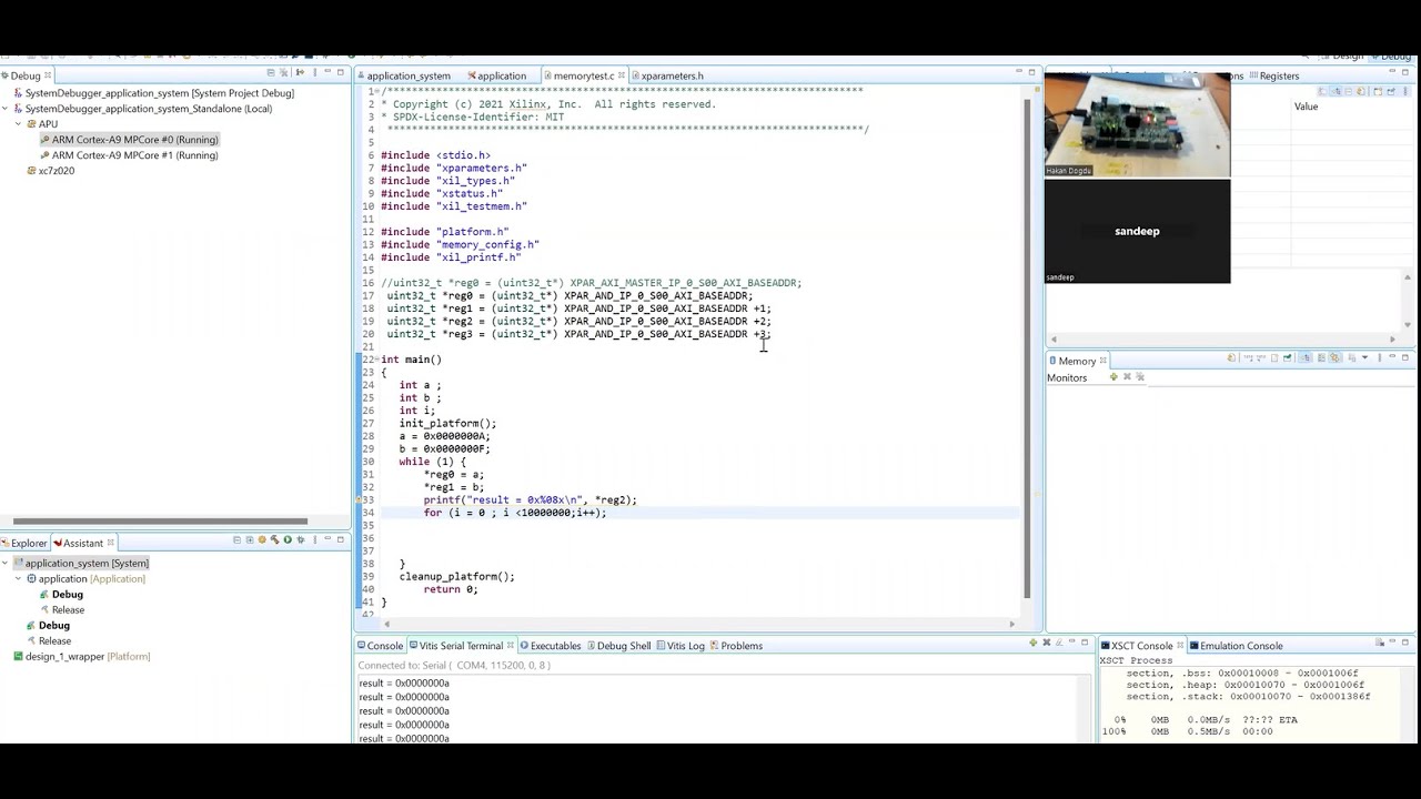 vivado and vitis integration using xilinq zynq fpga, hello world demo on hardware