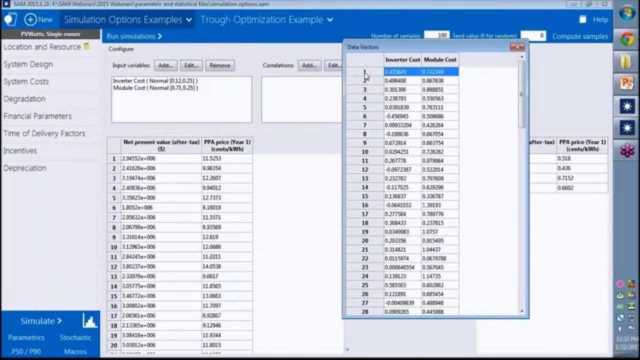 Parametric and Statistical Analysis in SAM: Stochastic Simulations