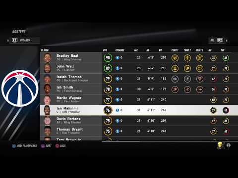NBA LIVE 19 - Washington Wizards Roster - All Players Ratings Positions Ages Colleges & Stats