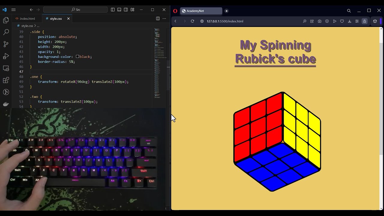 ASMR Programming - Coding Rotating Rubik's Cube - No Talking